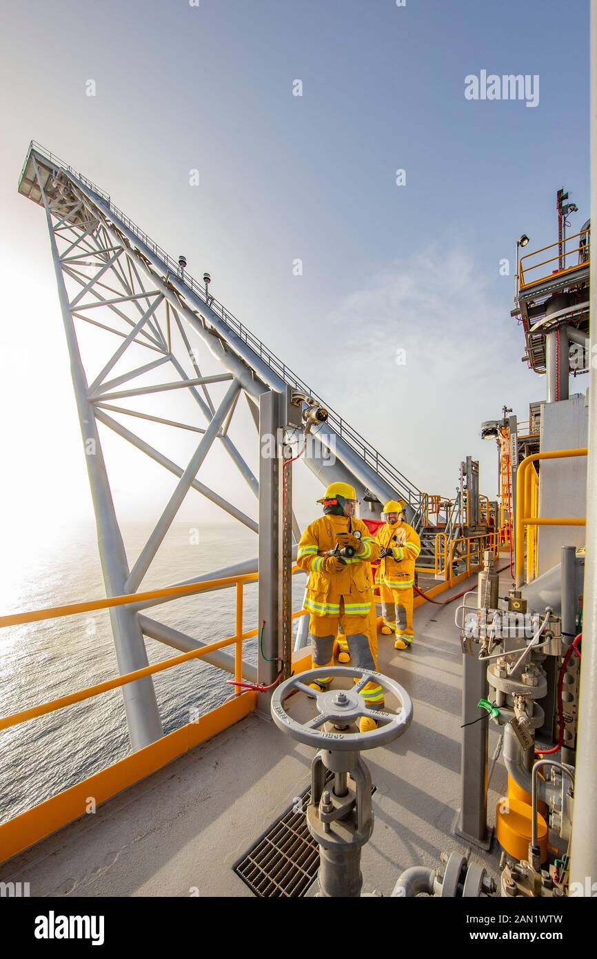Offshore Production Rig Fire Team Stock Photo - Alamy