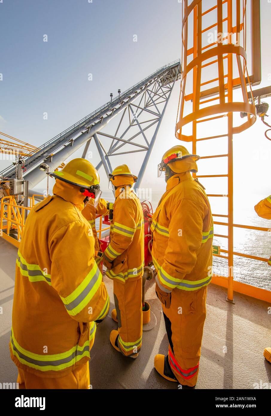 Offshore Production Rig Fire Team Stock Photo - Alamy