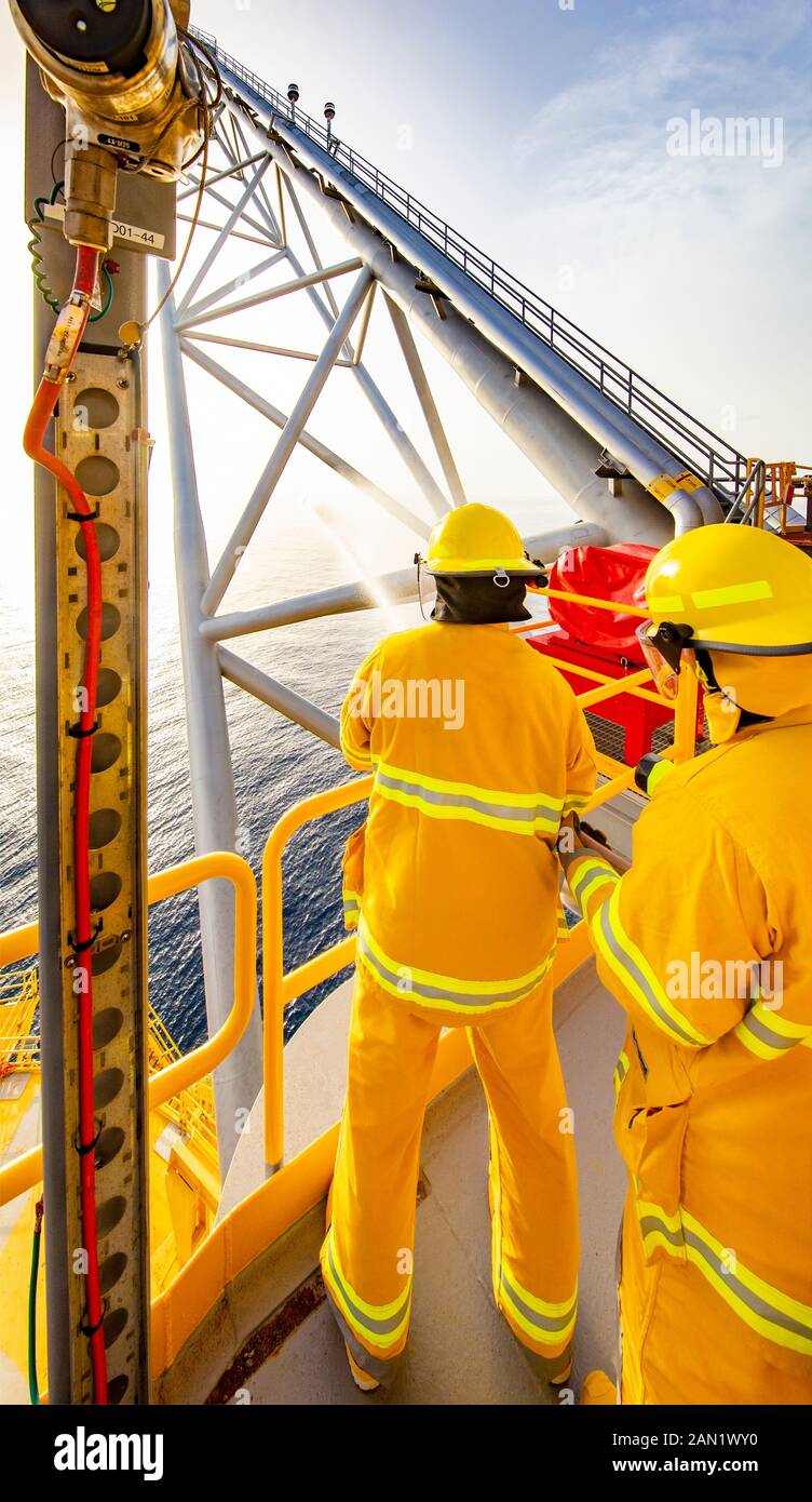 Offshore Production Rig Fire Team Stock Photo - Alamy