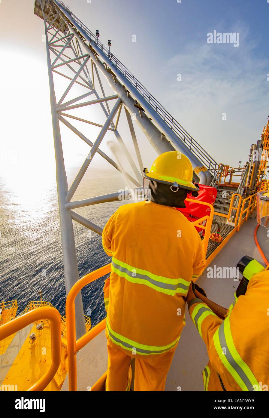 Offshore Production Rig Fire Team Stock Photo - Alamy