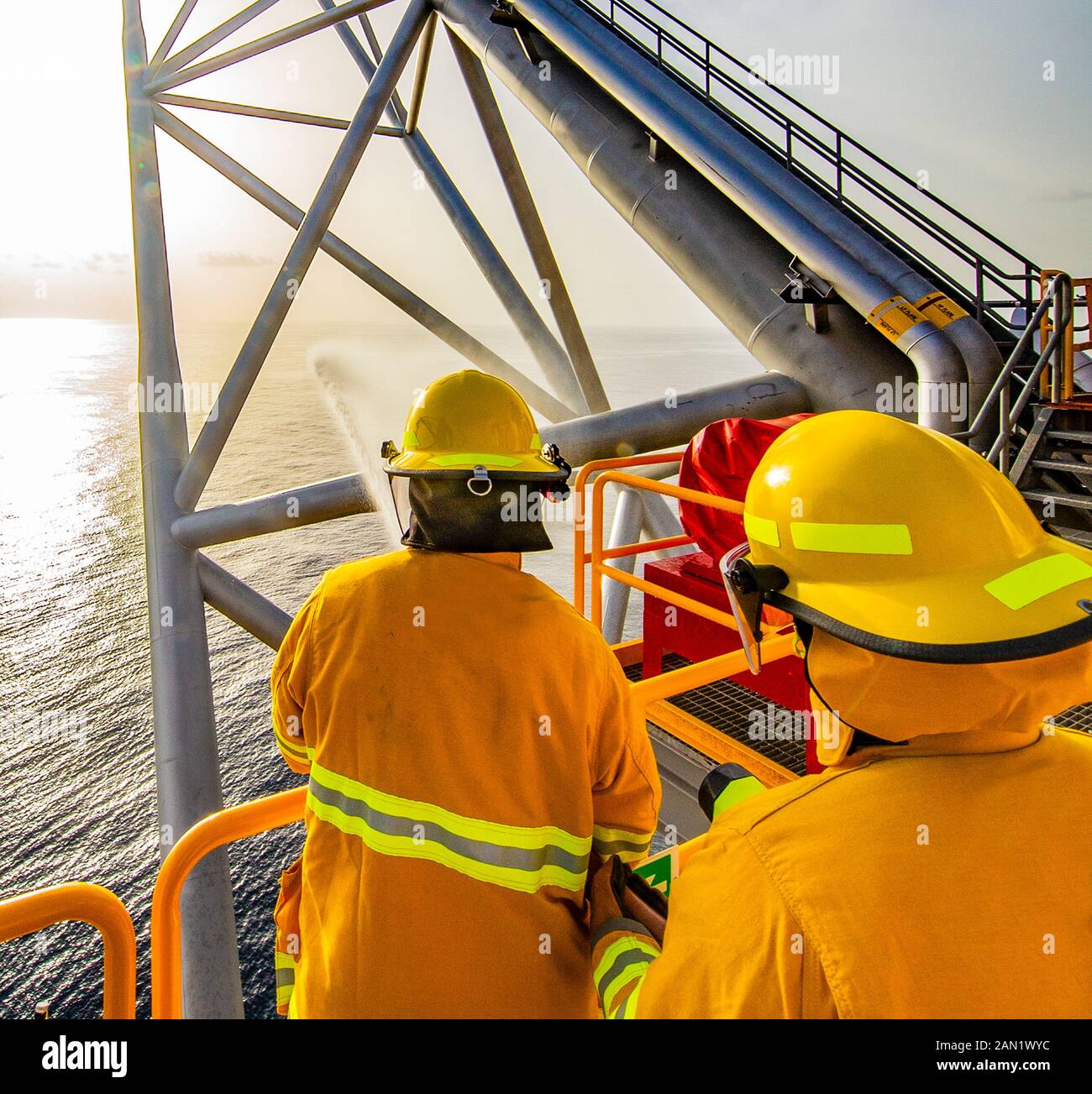 Offshore Production Rig Fire Team Stock Photo - Alamy
