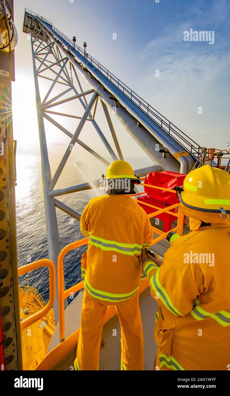 Offshore Production Rig Fire Team Stock Photo - Alamy