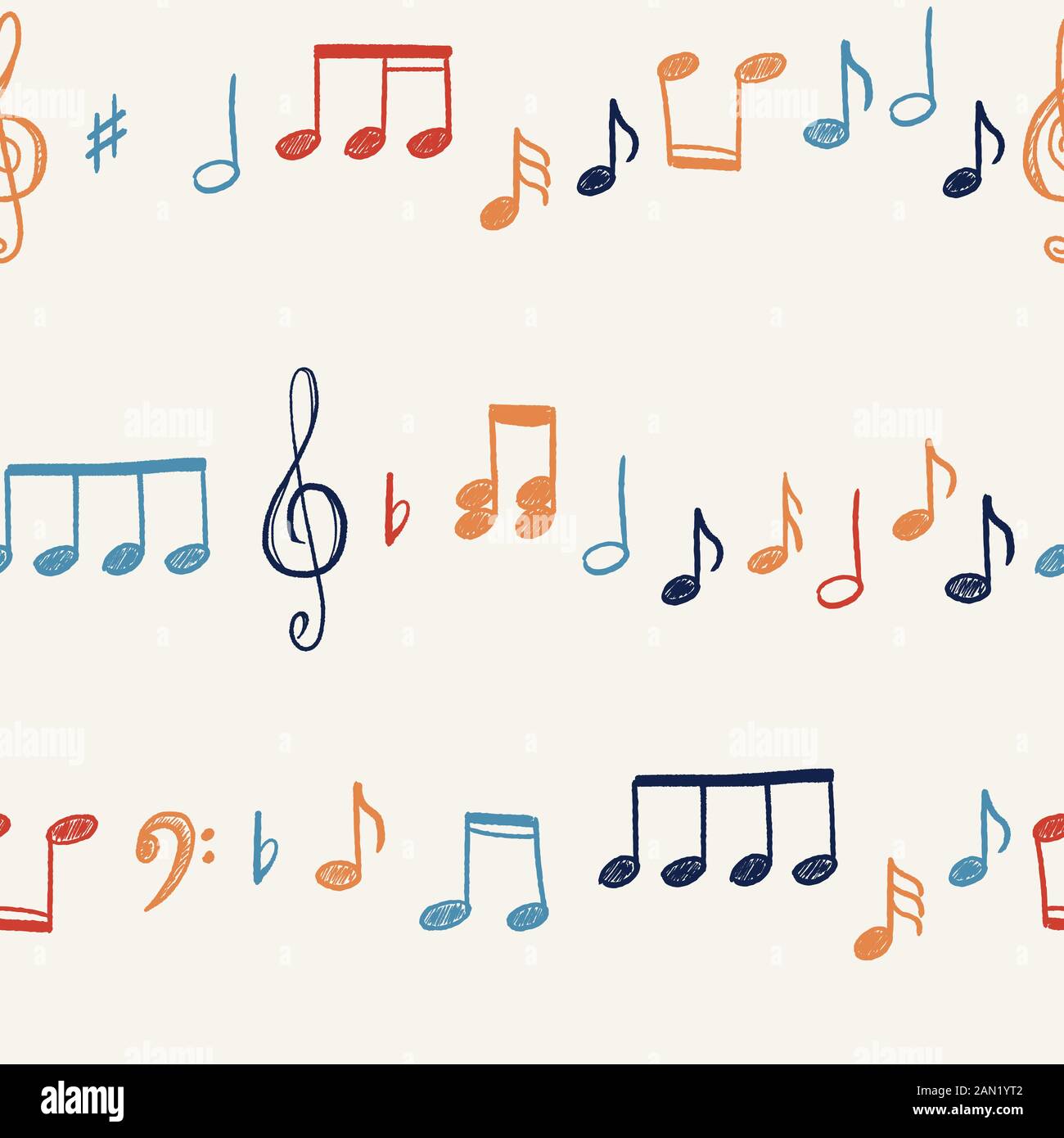 Seamless music texture - notes and clefs doodle vector fashion pattern ...