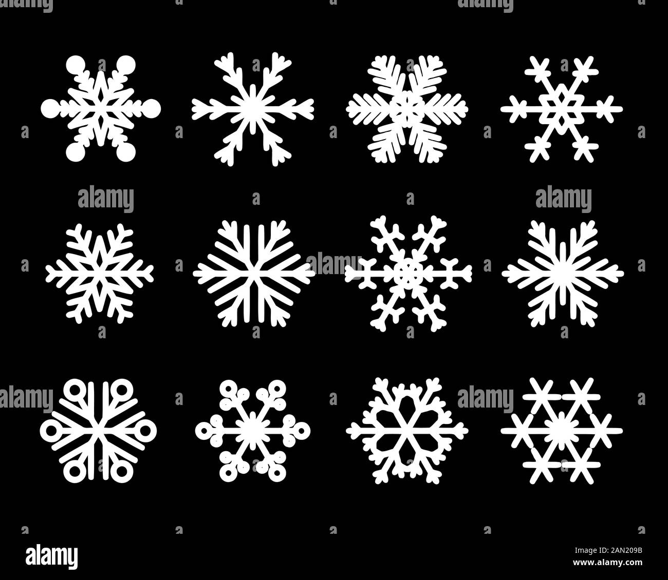 Vector isolated snowflakes. Christmas snow flake icon set Stock Vector ...