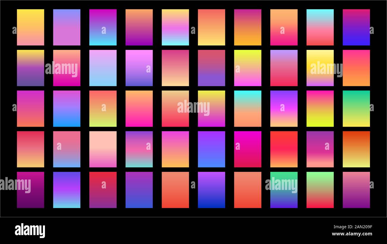 Set of square gradient icons with different colors and shades Stock ...