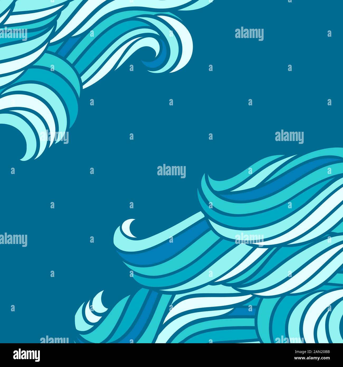 Card design with waves. Background with sea, river or water texture ...