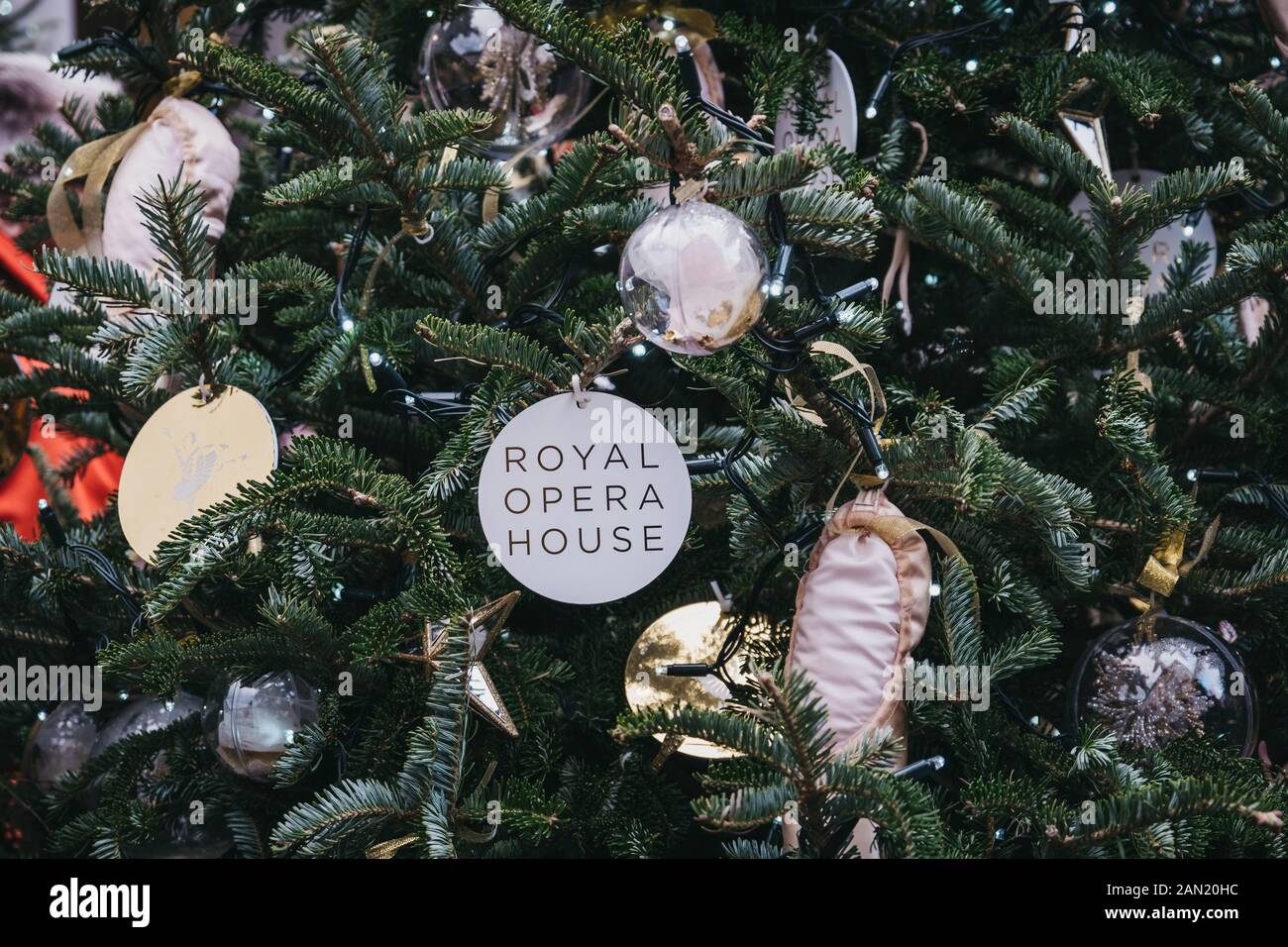 London, UK - November 24, 2019: Royal Opera House decorations on a ...