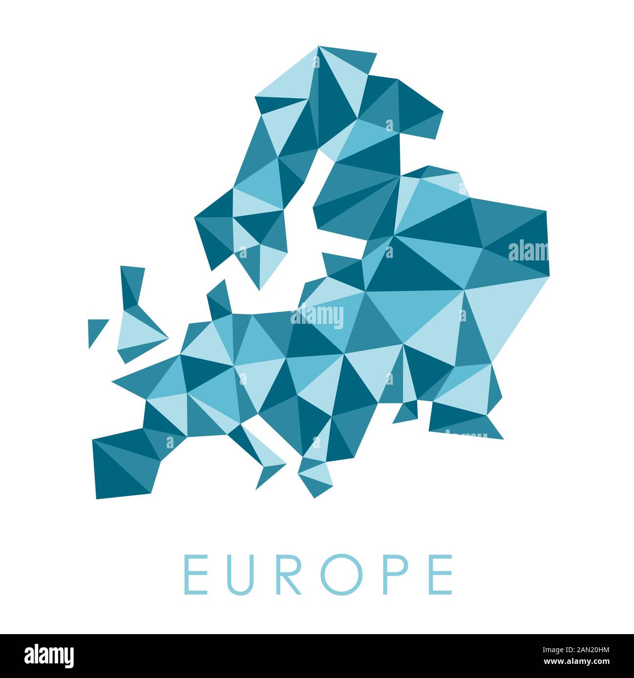 Europe low poly map vector - modern geometric style illustration Stock ...