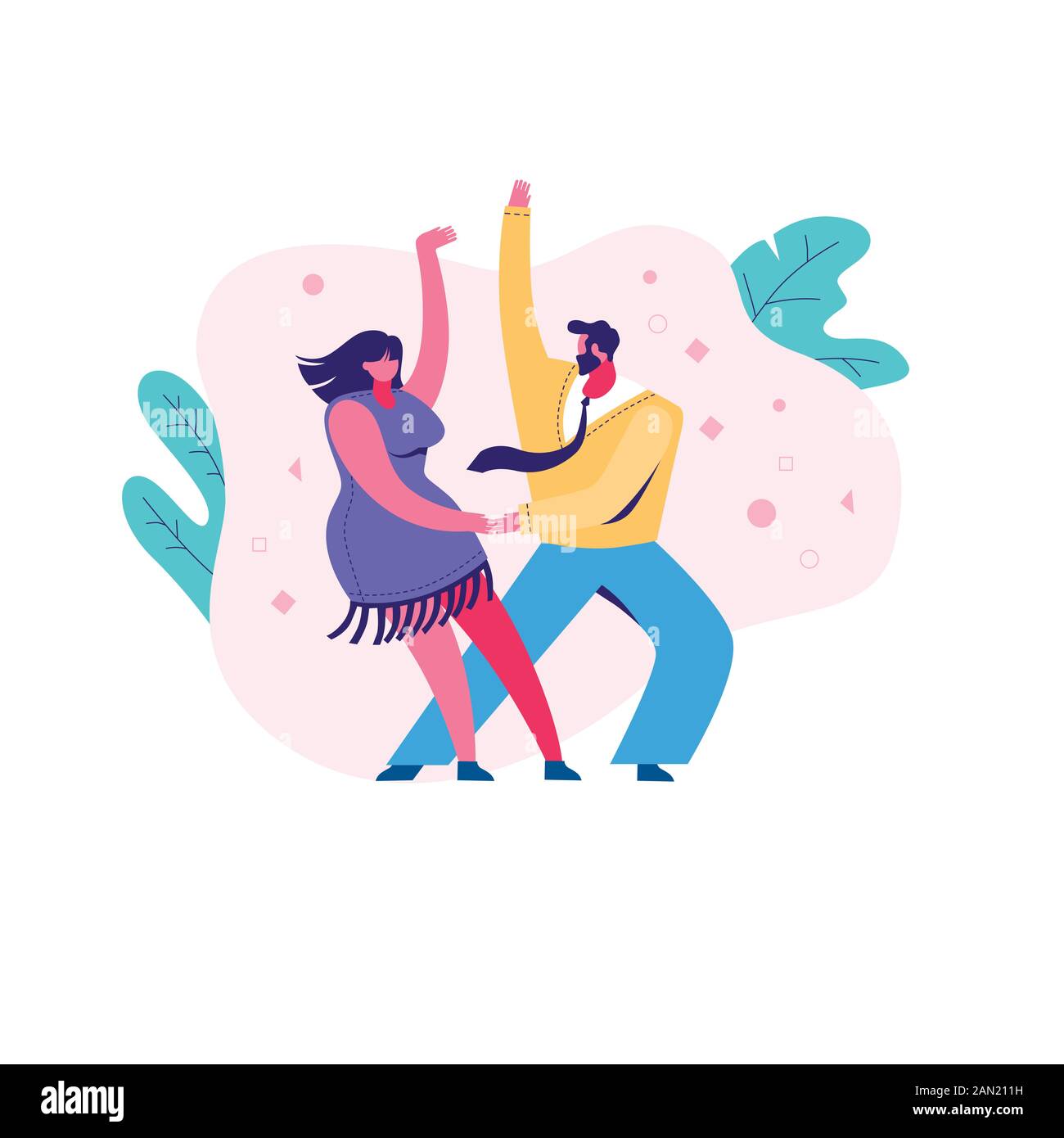Cartoon illustration happy people dancing hi-res stock photography and ...