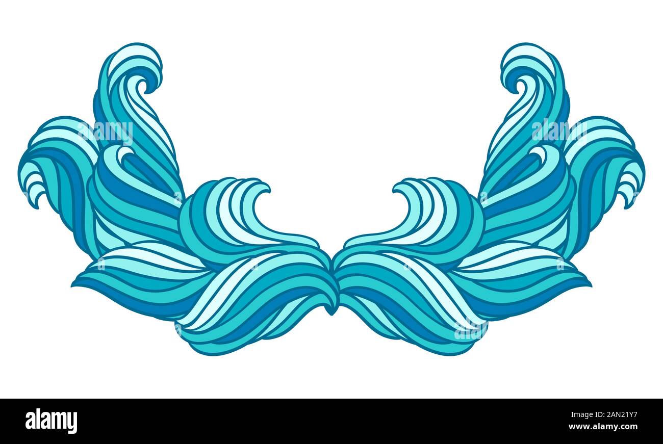 Decorative frame from waves. Background with sea, river or water curls ...