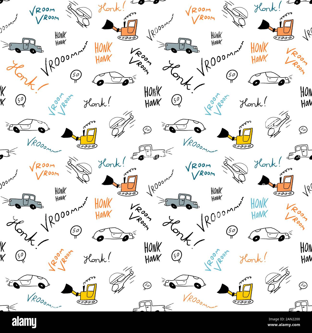 Kids bedsheet design - vector seamless car drawing texture Stock Vector ...