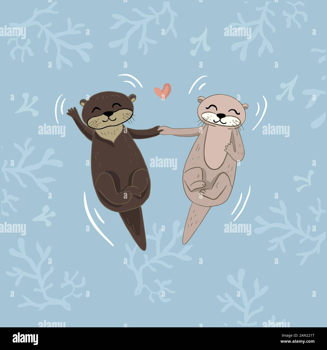 Otters Holding Hands Wallpaper