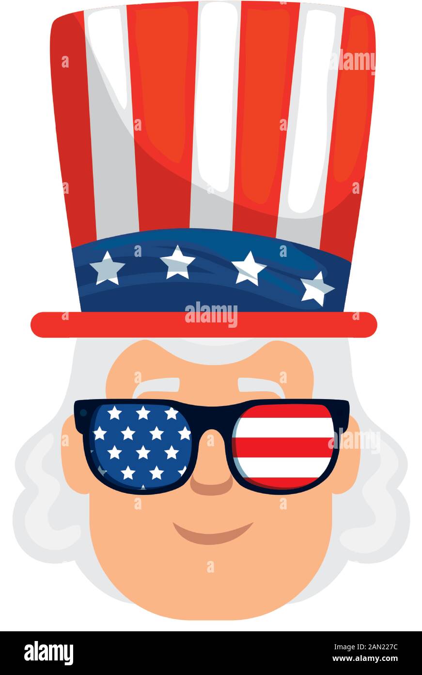 Isolated usa president man with glasses and hat vector design Stock ...