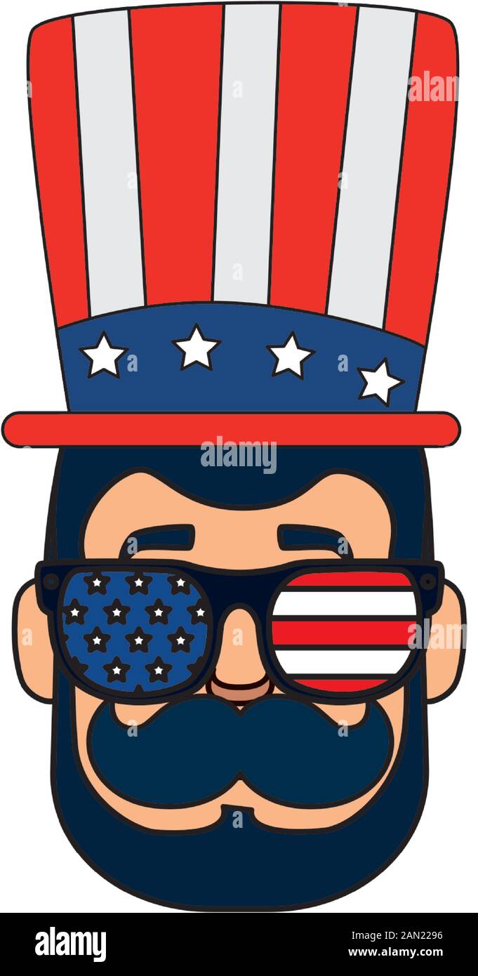 Isolated usa president man with glasses and hat vector design Stock ...