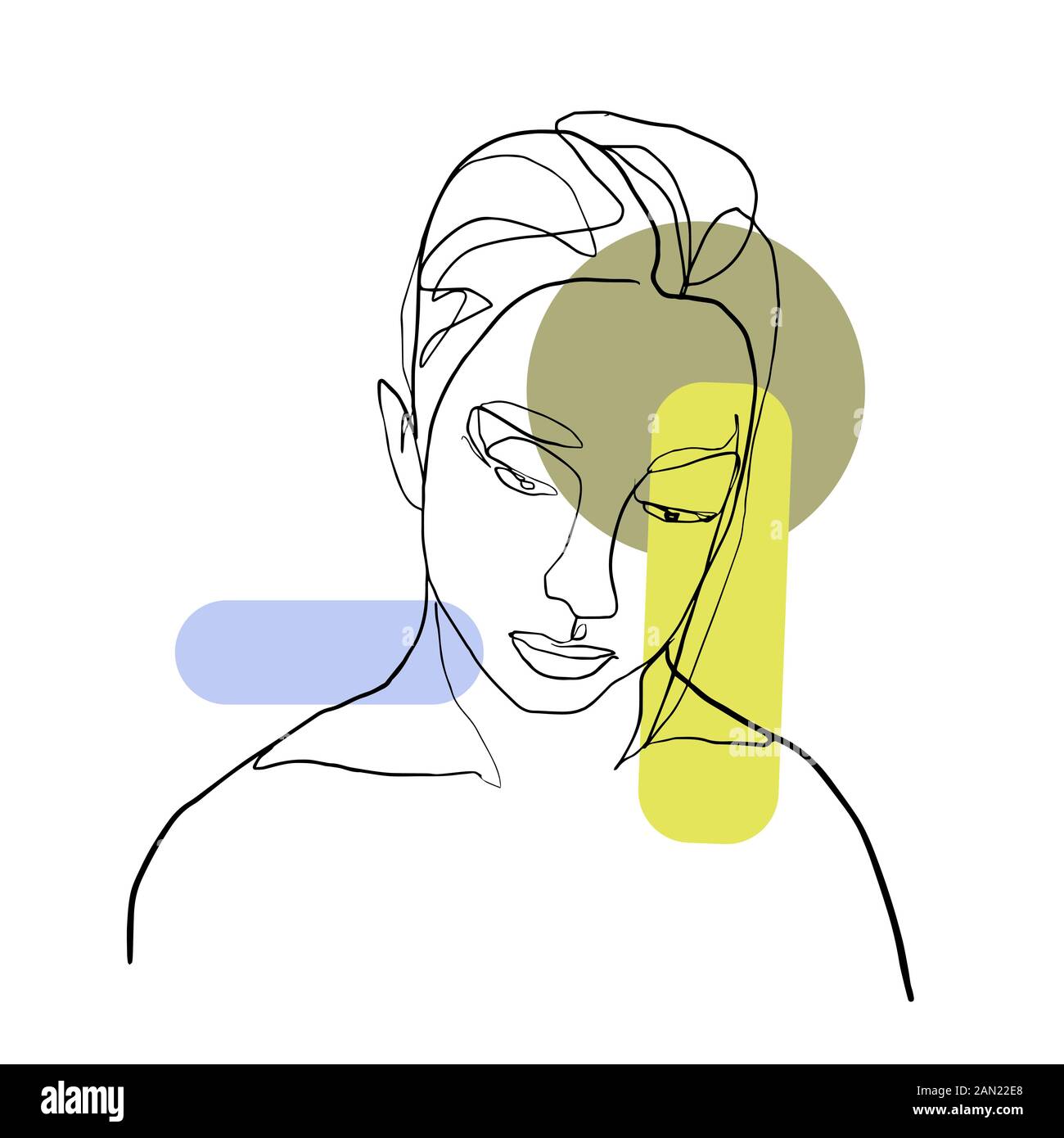 The abstract face of a man is drawn by a continuous line Stock Vector ...