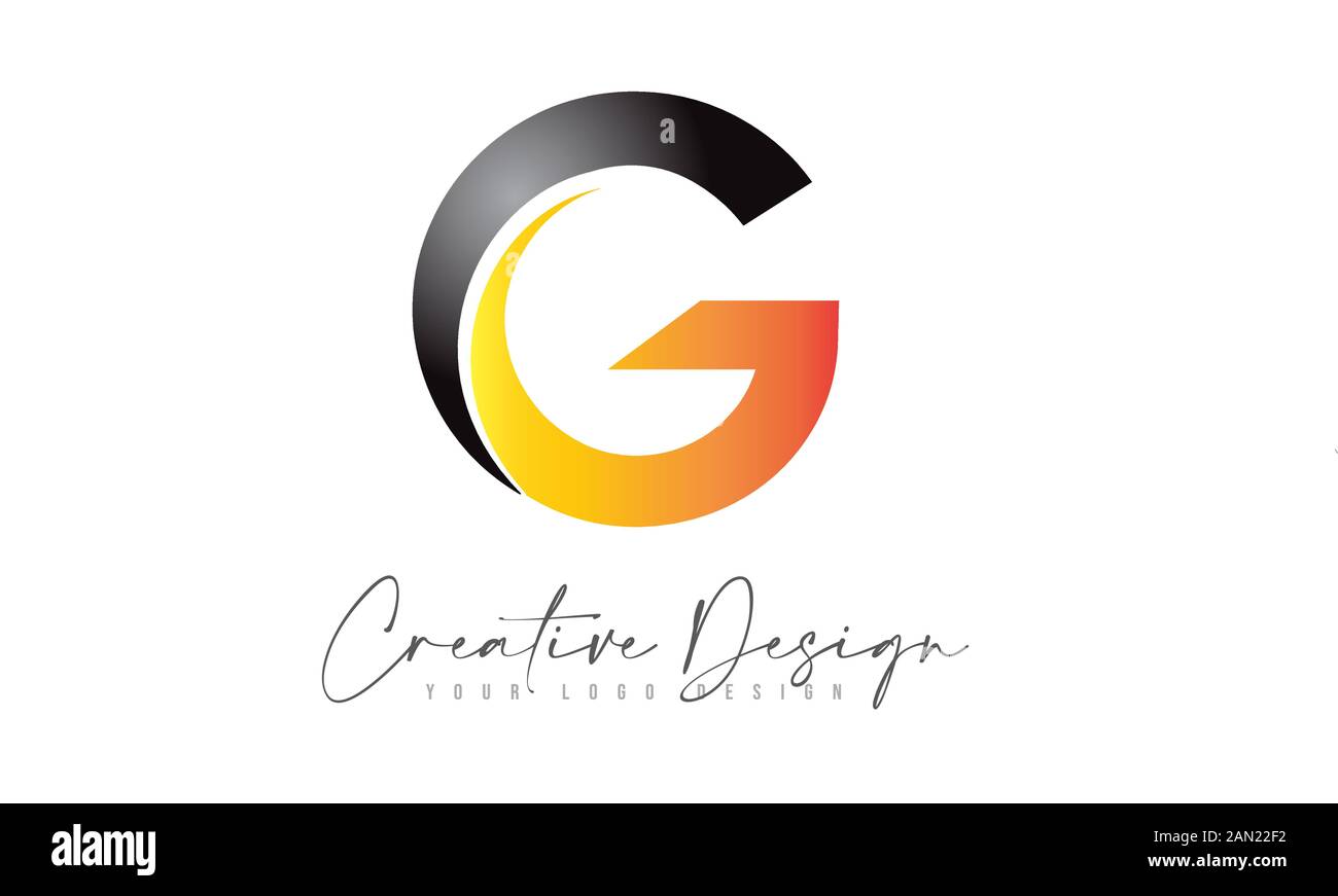 Letter G Logo Design Icon With Modern Creative Orange Swoosh. Modern G ...