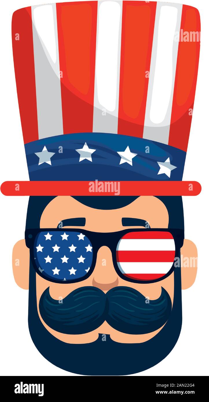 Isolated usa president man with glasses and hat vector design Stock ...