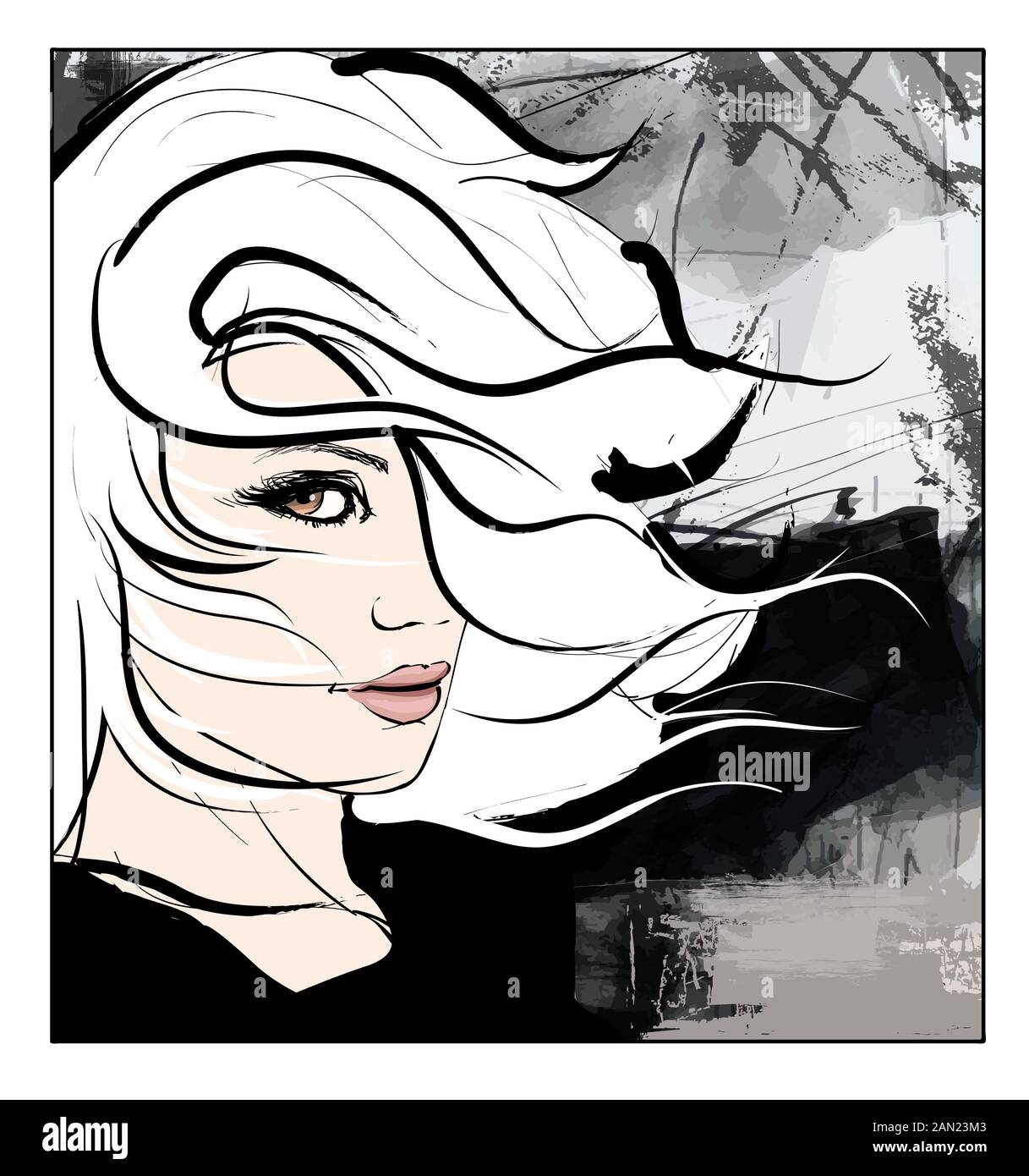 Hair blow in wind Stock Vector Images - Alamy