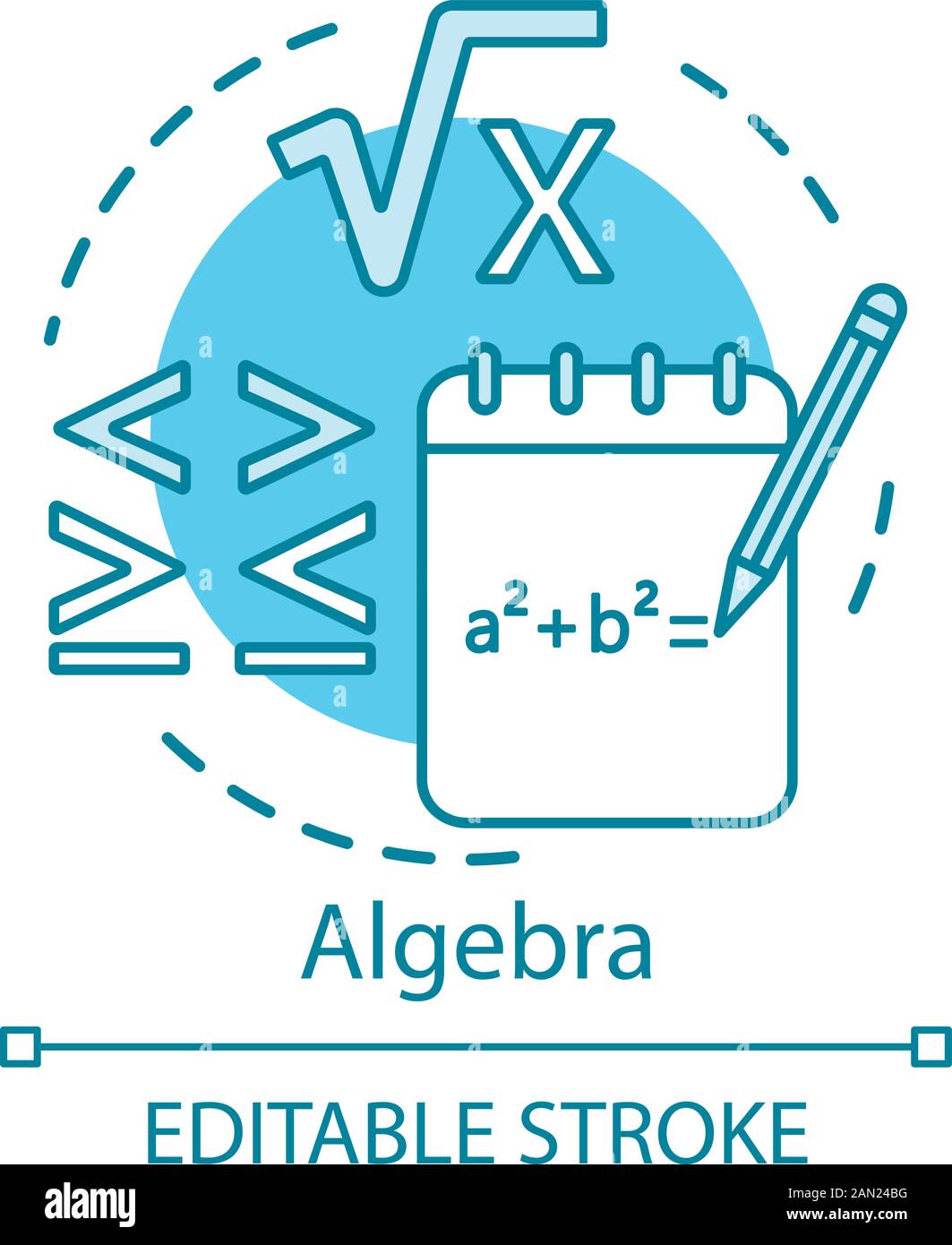 Algebra concept icon. Advanced calculations, learning advanced algebra ...