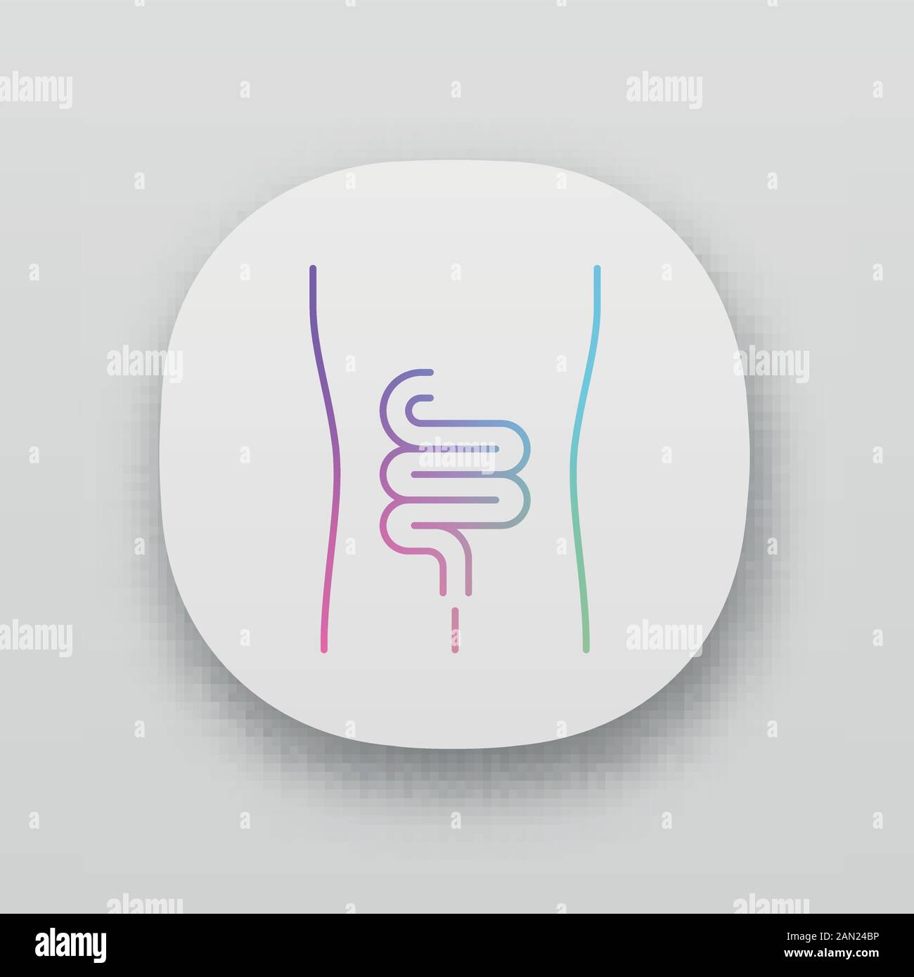 Healthy intestine app icon. Human organ in good health. People wellness ...