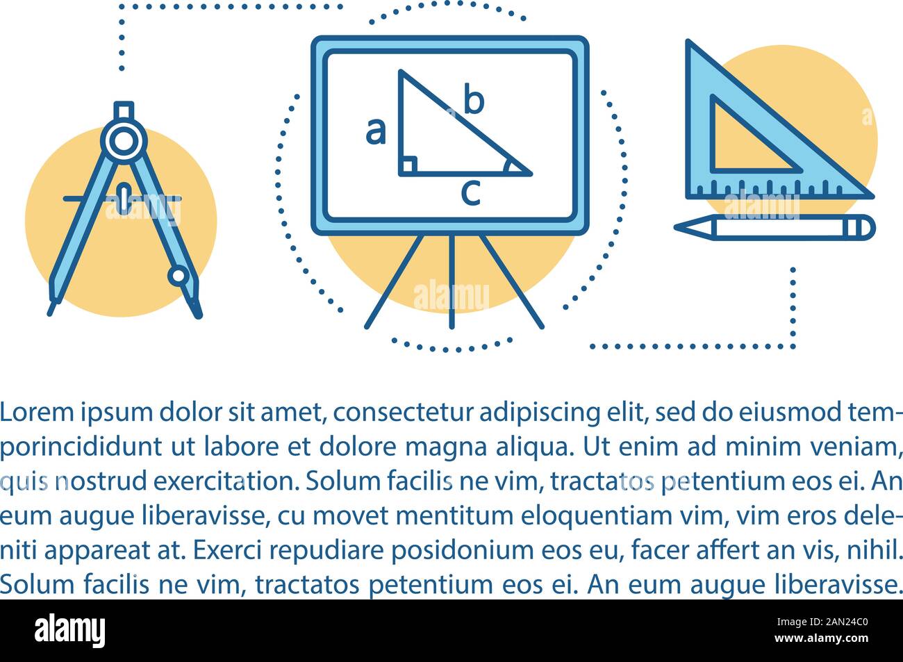 Geometry lesson article page vector template. School subject ...