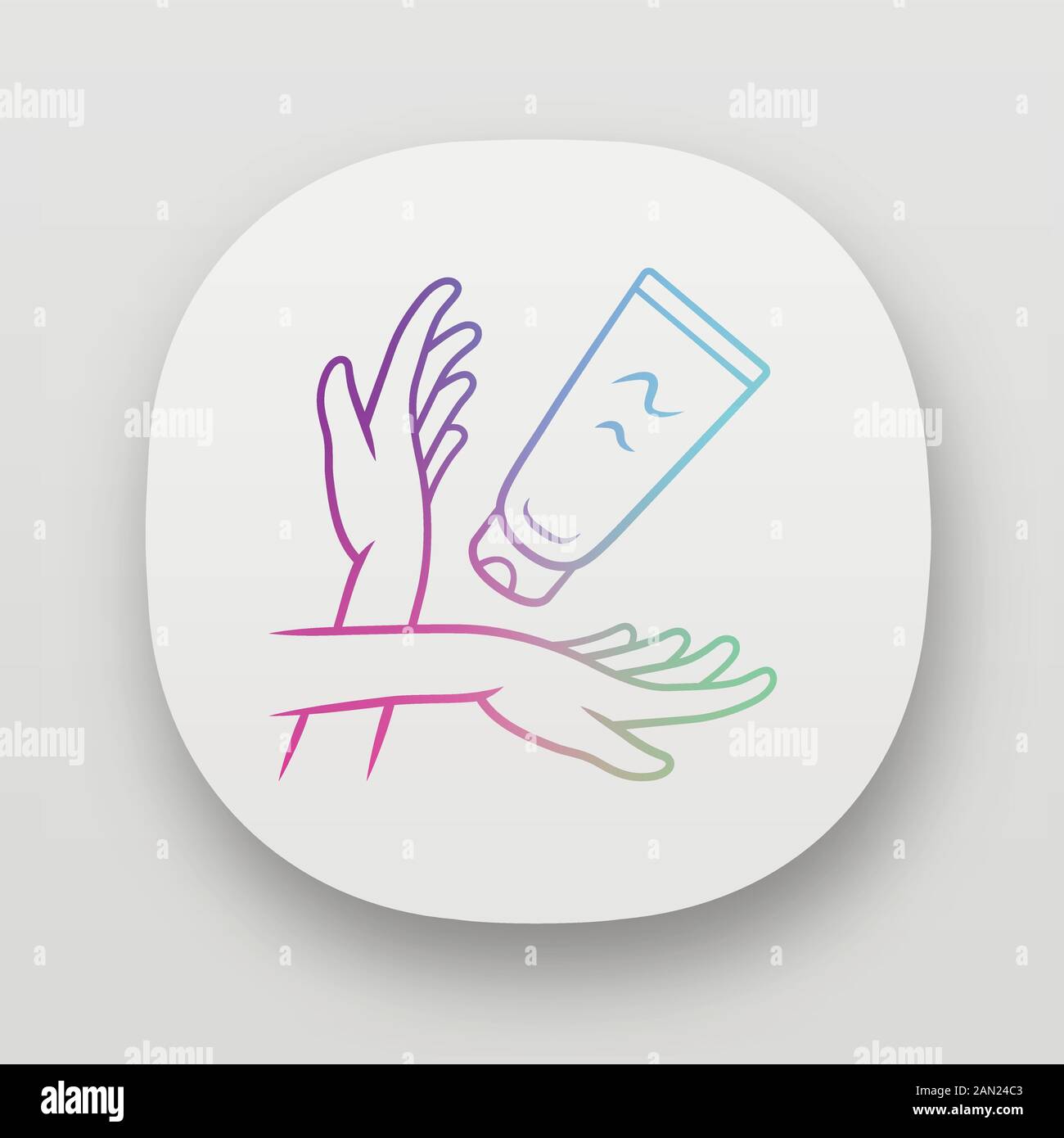 Sunblock, moisturizing hand cream app icon. UI/UX user interface ...
