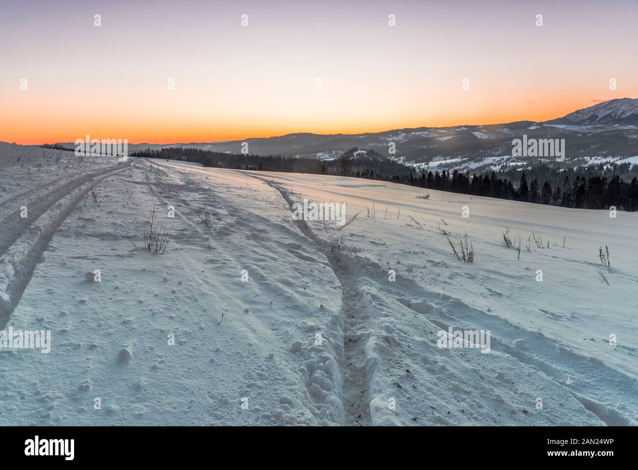 Views on Tatra Mountain in winter scenery from Lapszanka Pass Stock ...
