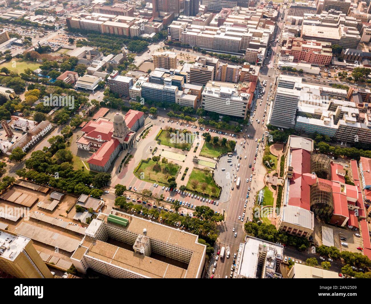 Aerial view of Tshwane city hall and Ditsong National Museum of Natural ...
