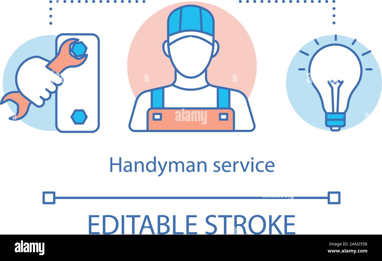 Handyman service concept icon. Handyperson assistance. Home renovation ...