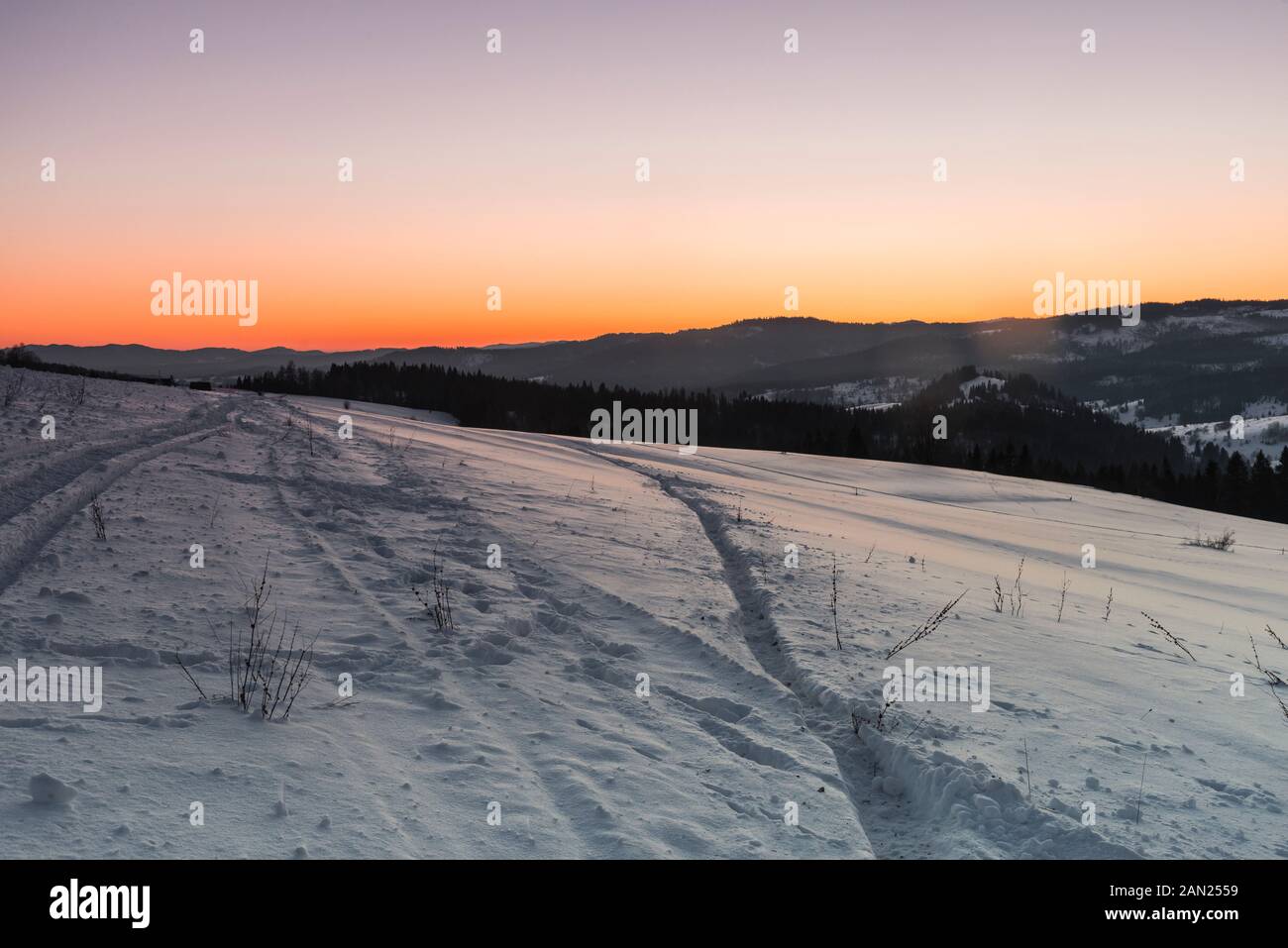 Views on Tatra Mountain in winter scenery from Lapszanka Pass Stock ...