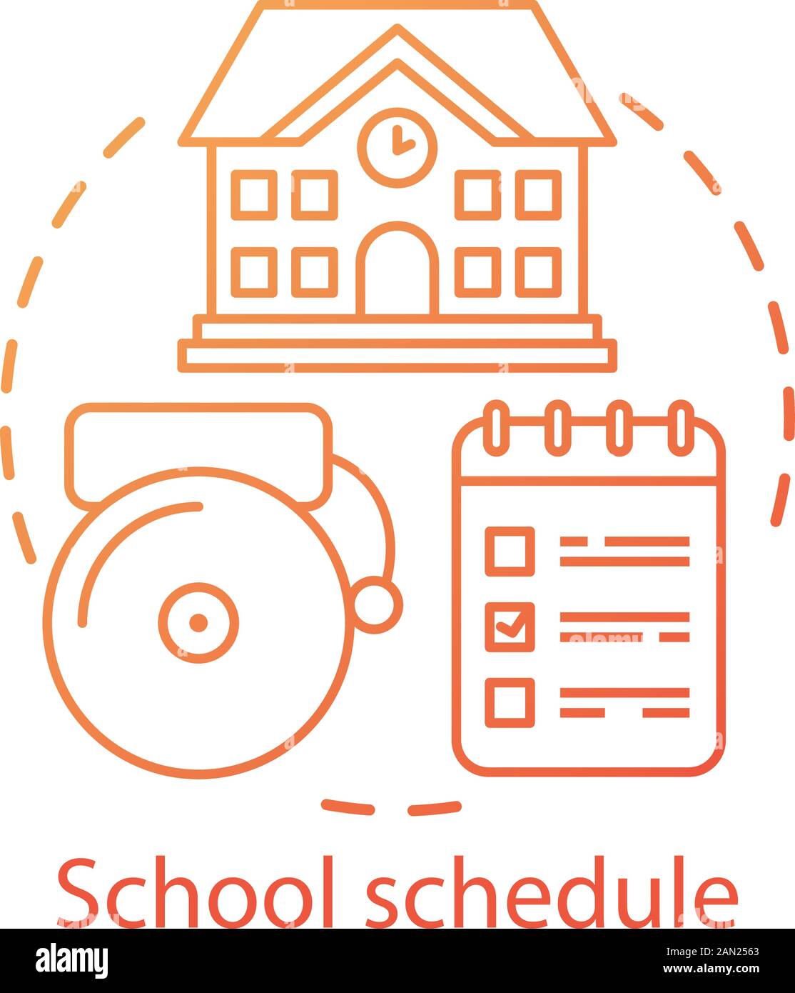 School schedule organization concept icon. Educational plan idea thin ...