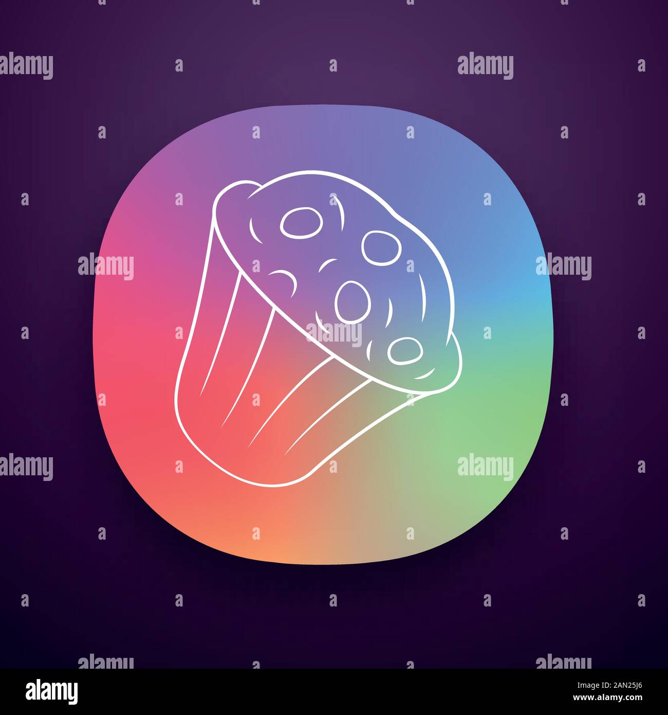 Muffin app icon. Cupcake with chocolate chips, berries, topping. Sweet ...