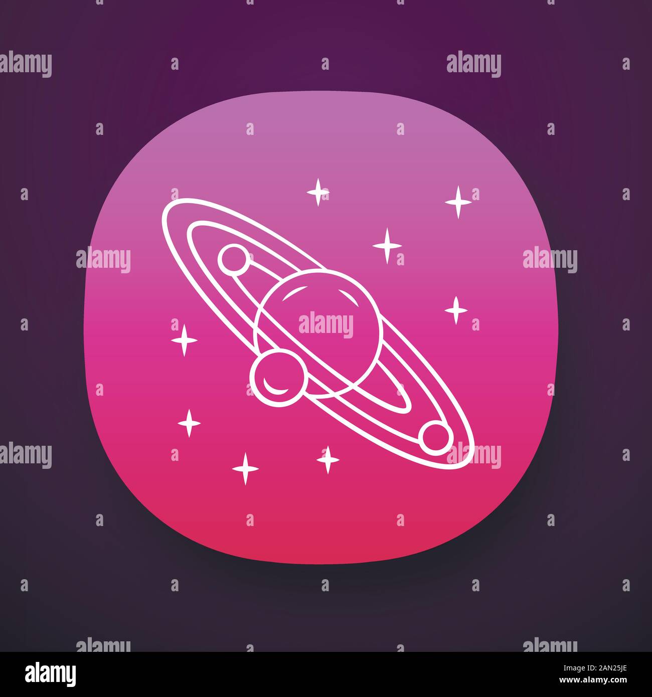 Solar system app icon. Celestial bodies orbiting star. Sun planetary ...