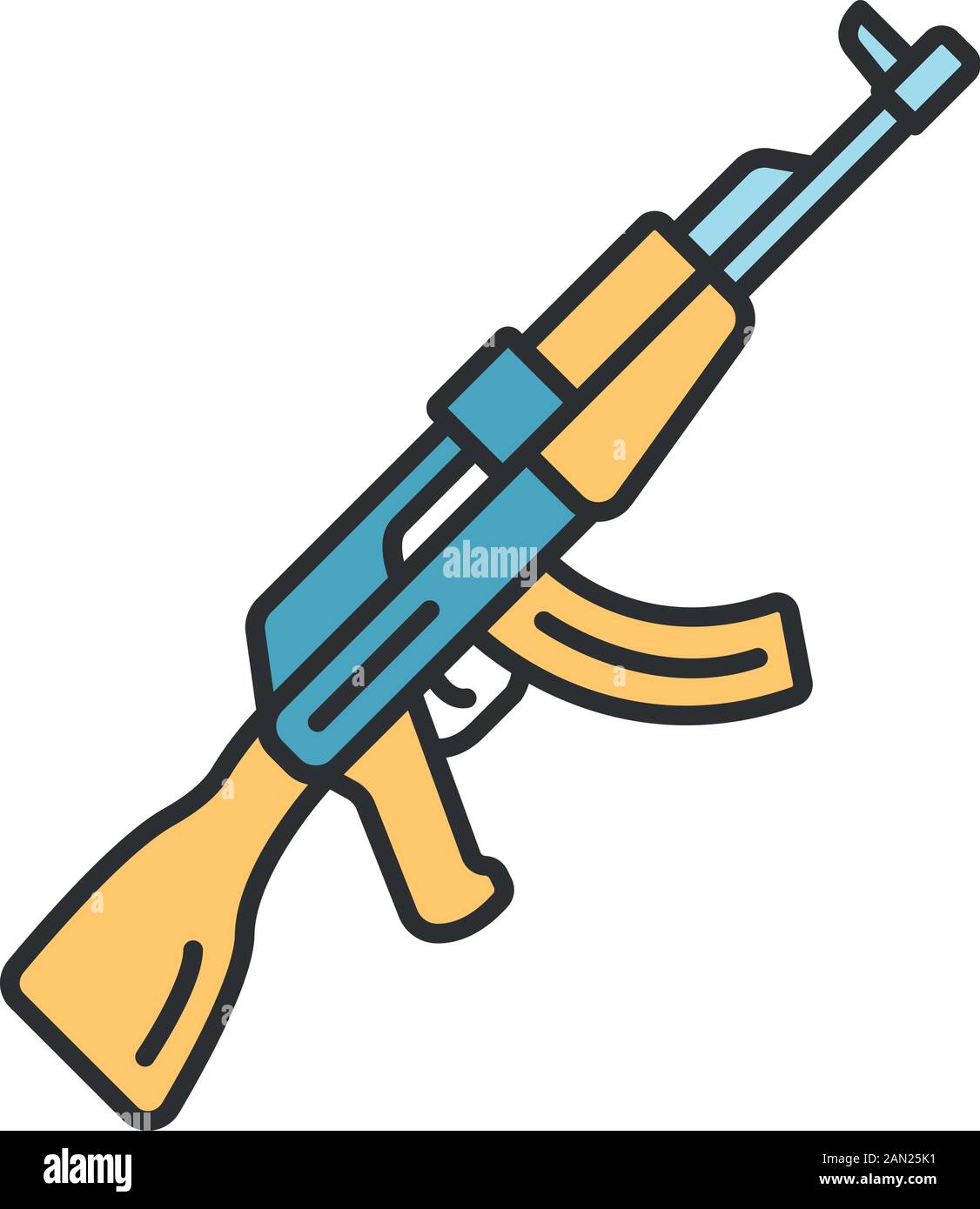 AKM weapon color icon. Virtual video game firearm, gun. Shooter game ...