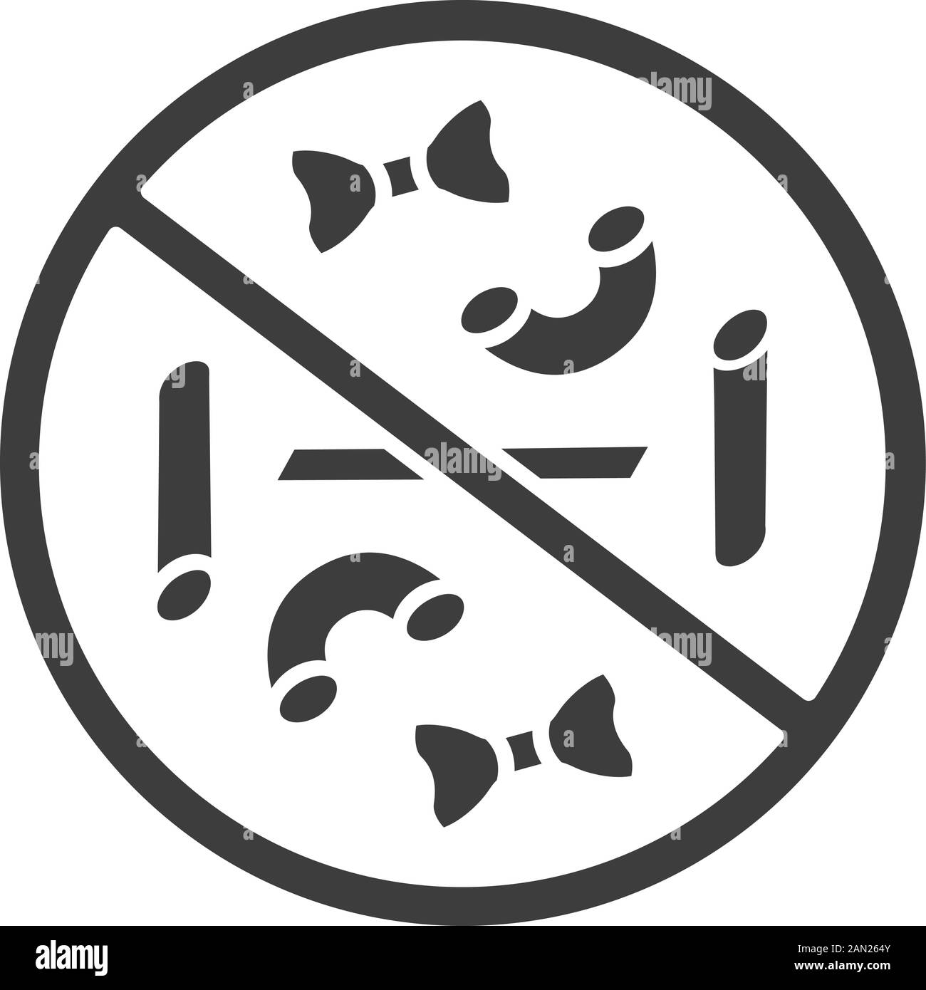 No pasta eating glyph icon. Carbs and gluten free label. Silhouette ...