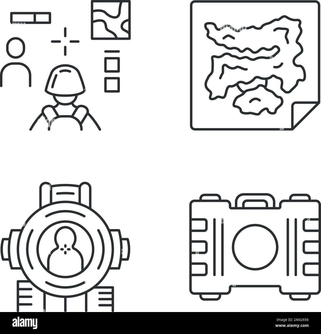 Online game inventory linear icons set. Esports, cybersports equipment ...