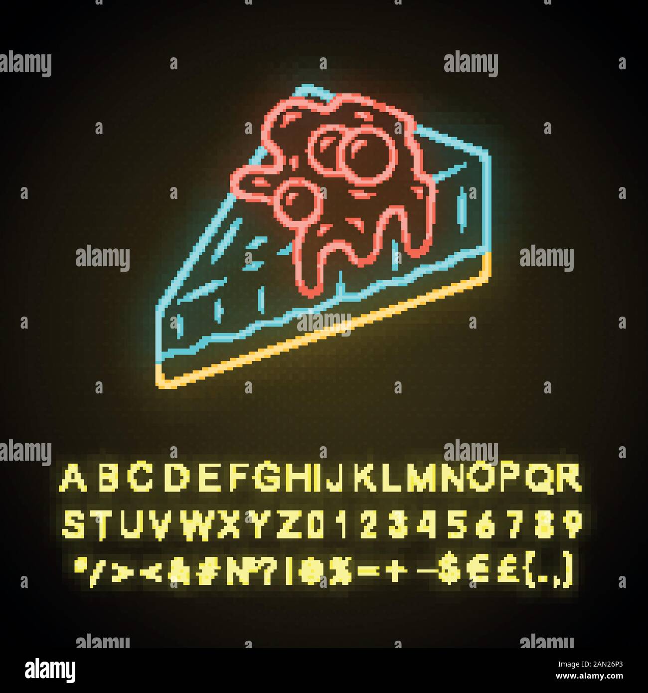 Cheesecake neon light icon. Cake with berries. Bakery shop ...