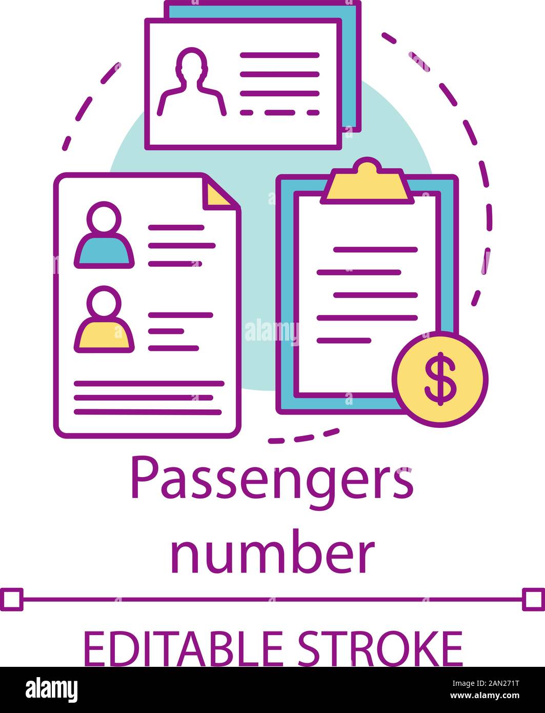Passenger number concept icon. Reservation system idea thin line ...