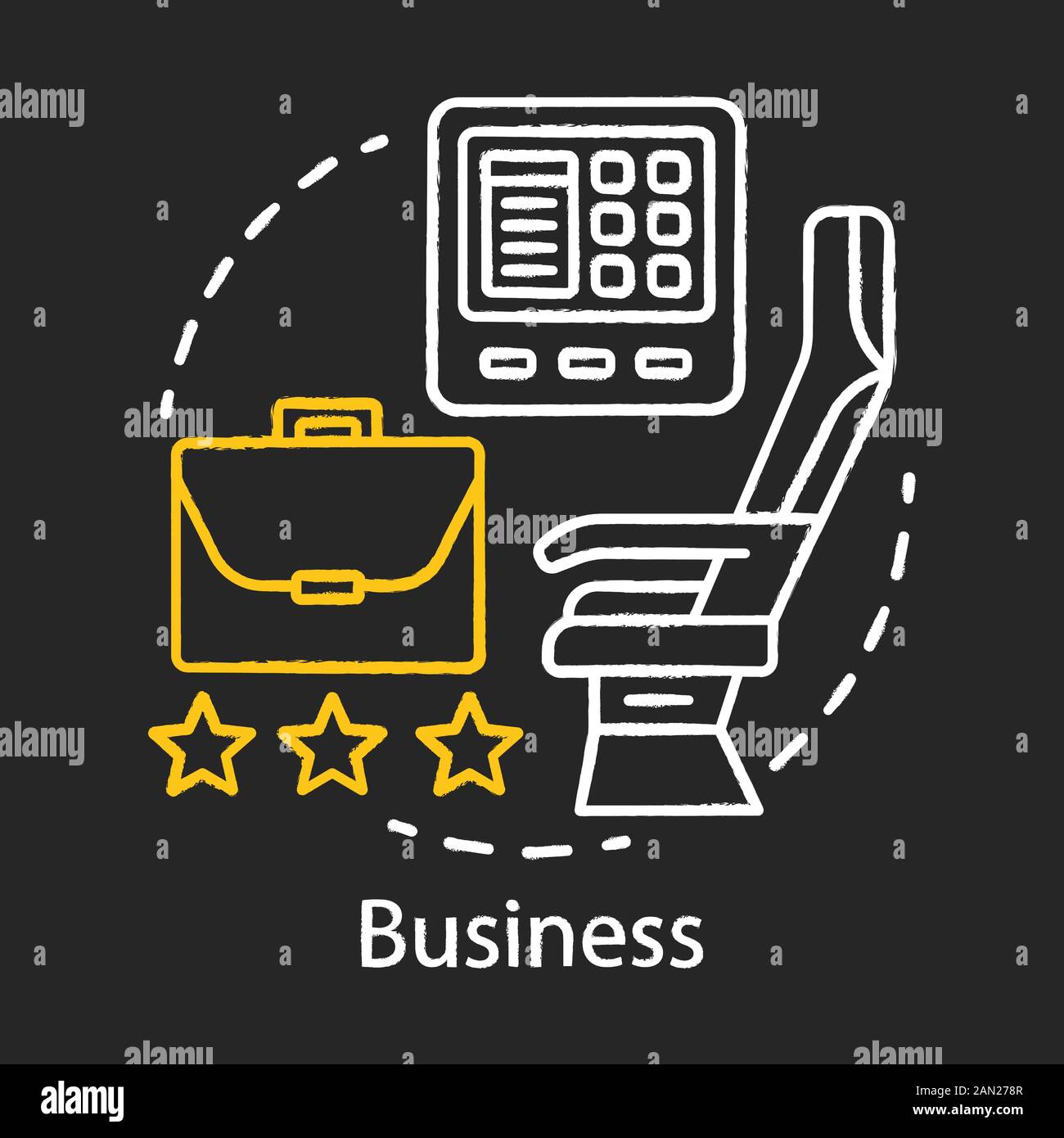 Business class chalk icon. Passenger seat in airplane. Transport ...