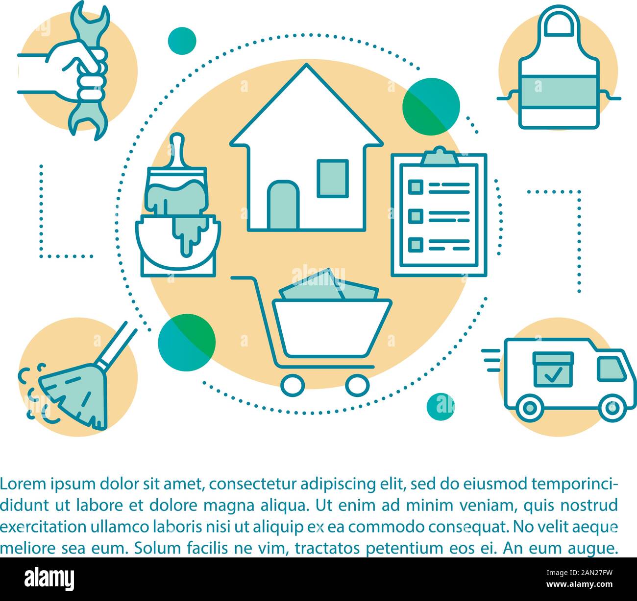 Home services article page vector template. Help in take care of house ...