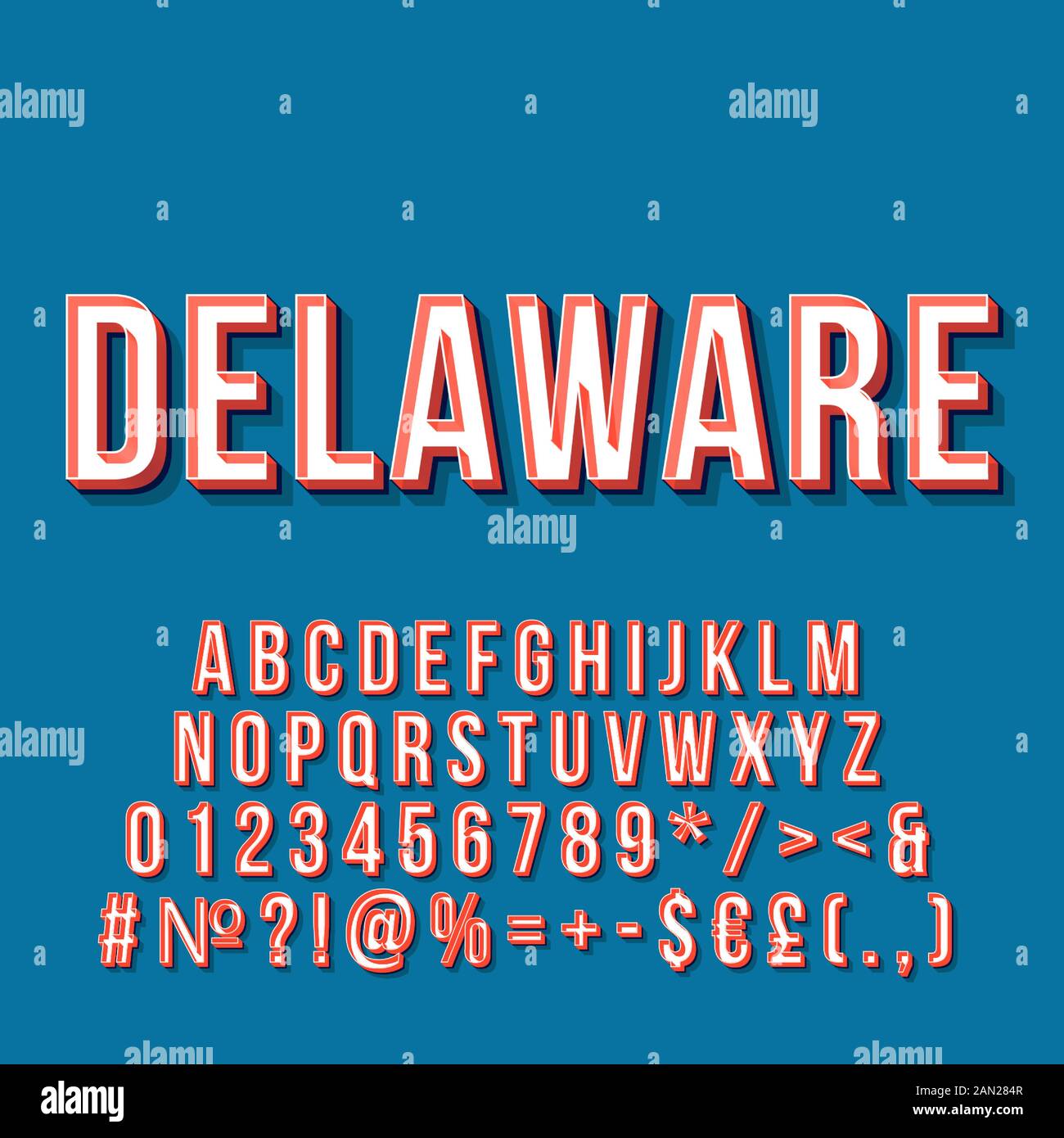 Delaware vintage 3d vector lettering. Retro bold font, typeface. Pop ...