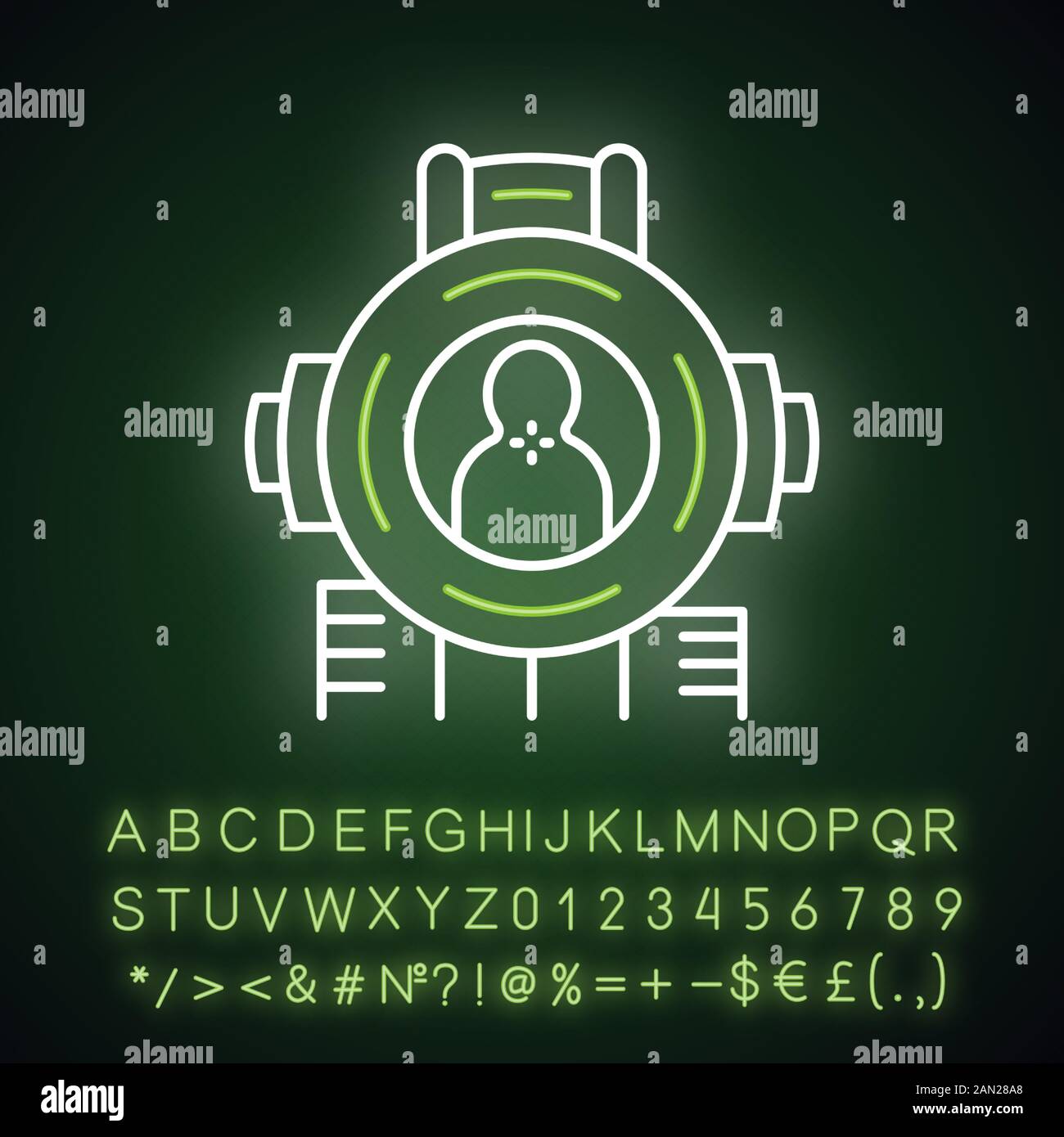 Shooting aim neon light icon. Shooter from first person. Sniper aim ...