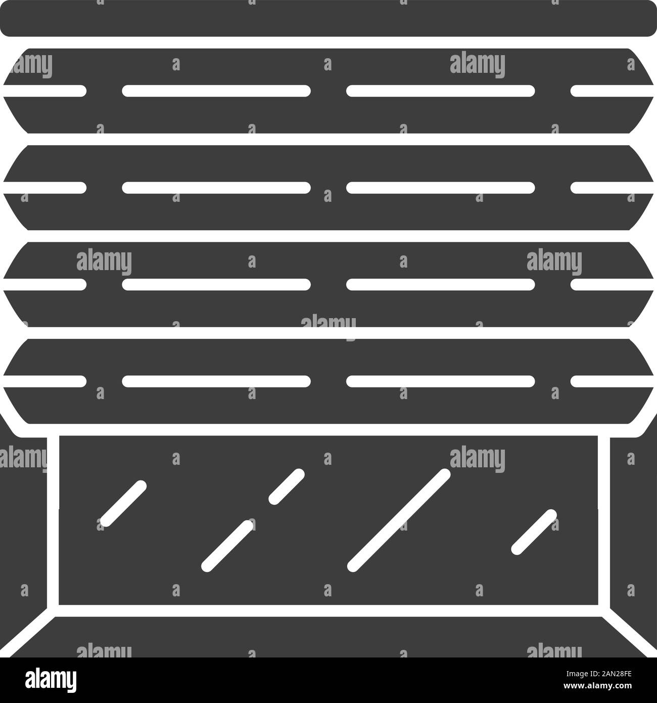 Pleated blinds glyph icon. Cellular shades. House and office window ...