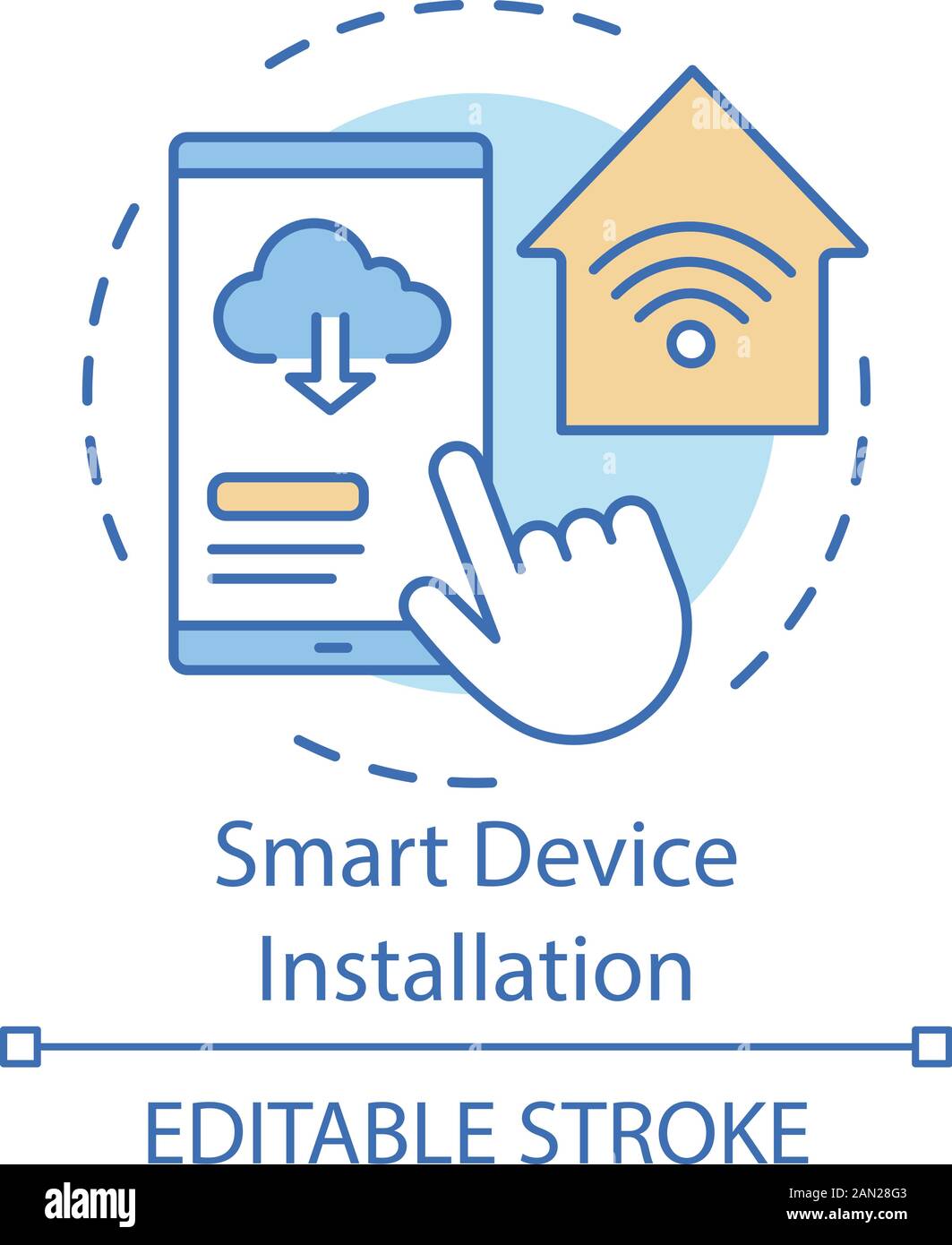 Smart device installation concept icon. Home service for electronic ...