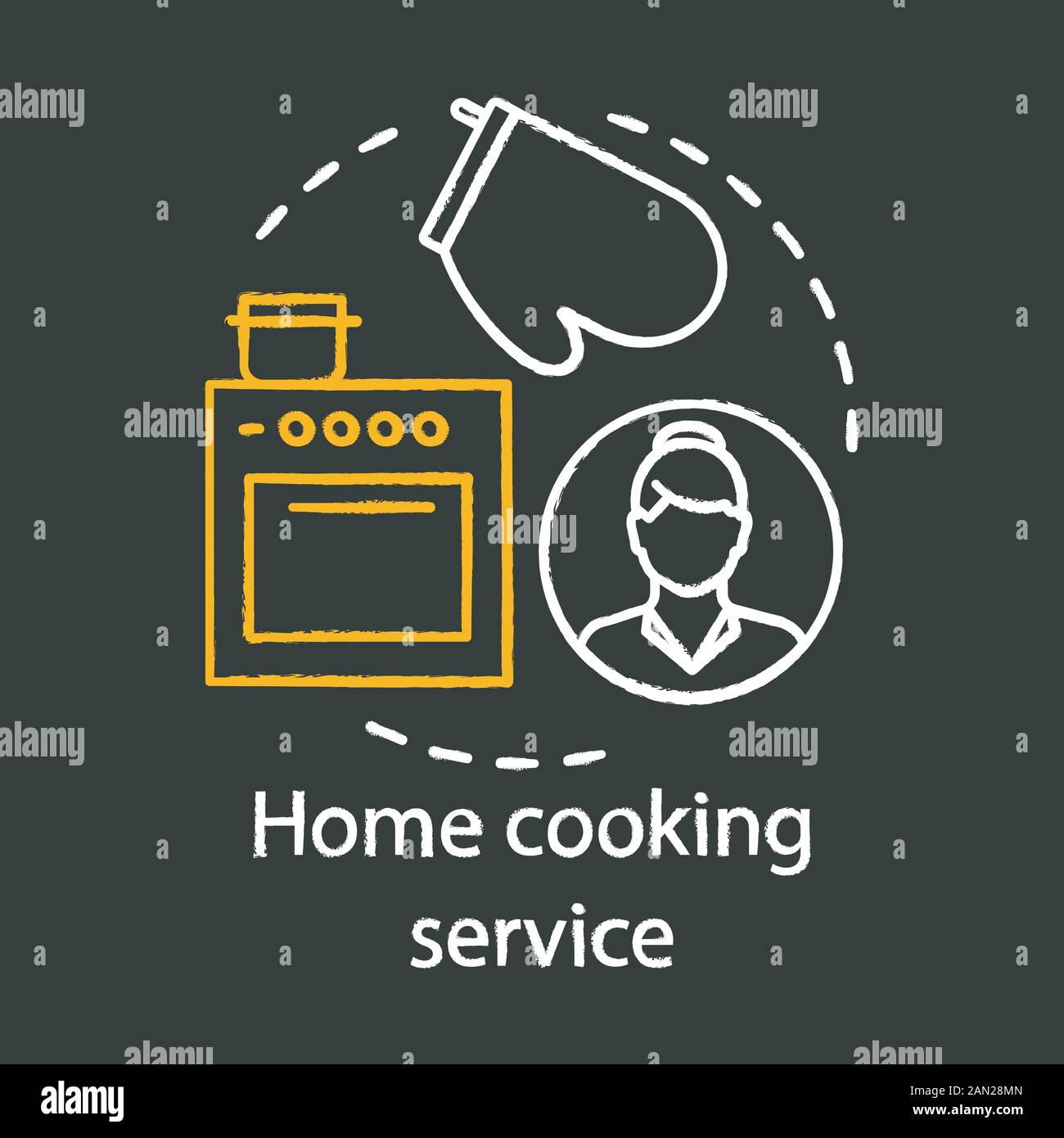 Home cooking service chalk concept icon. Home service idea. Personal ...