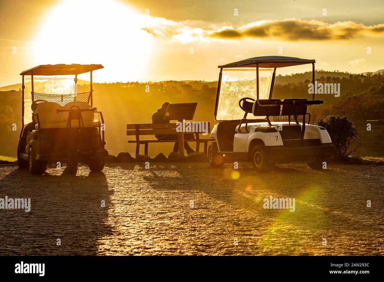 Golf course sunset Stock Photo - Alamy