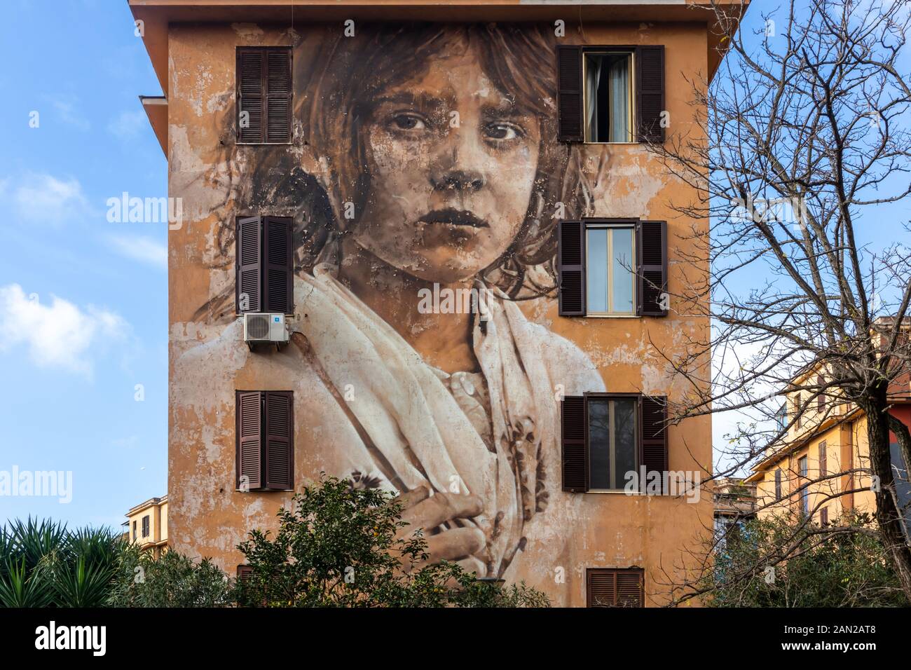 Rome, Italy - December 22, 2019: Murals in the museum district of Tor ...