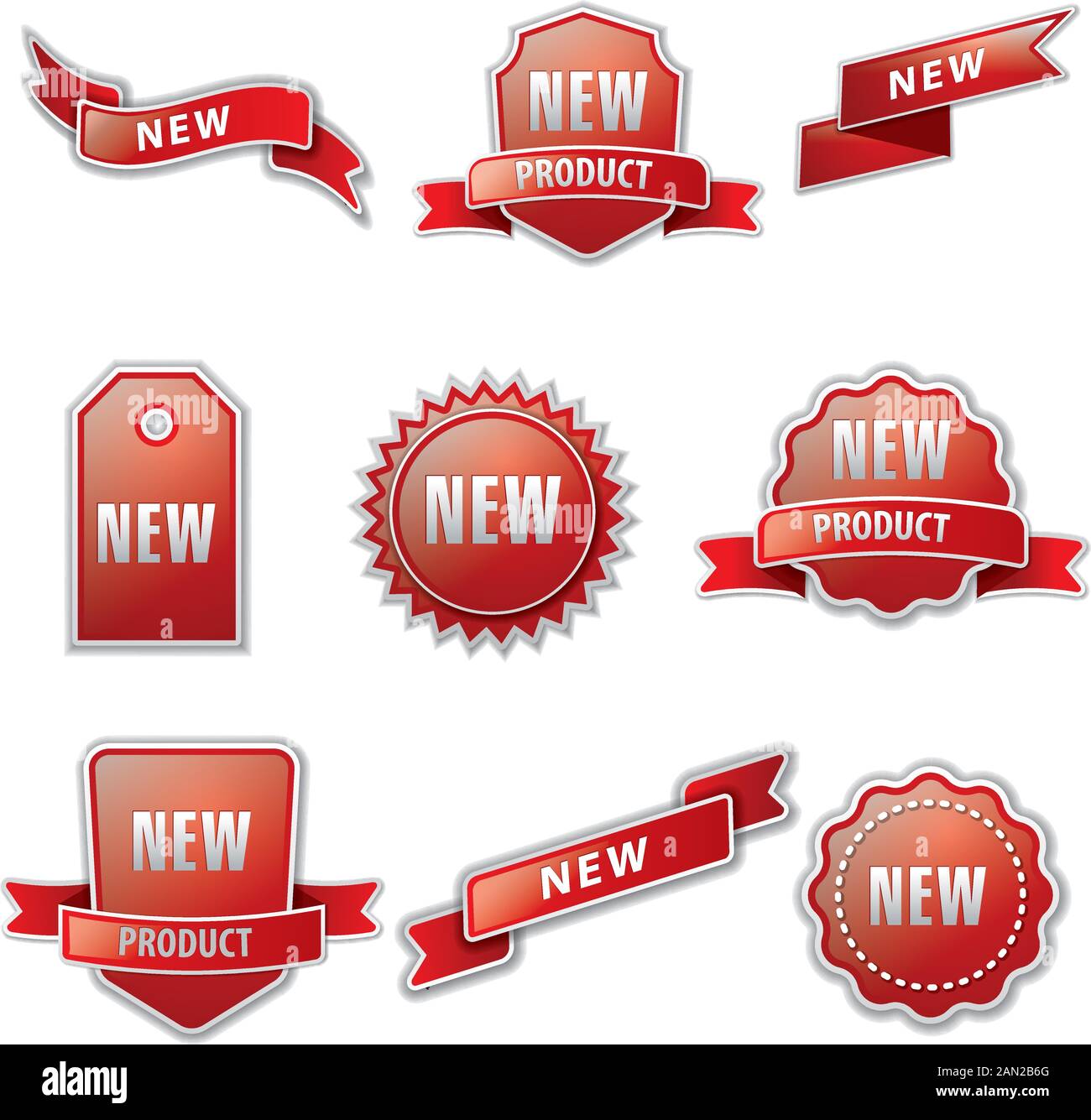 illustration of set new advertising banners and labels on white ...