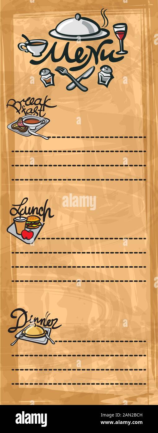 illustration of main dishes food menu for cafe and restaurant Stock ...