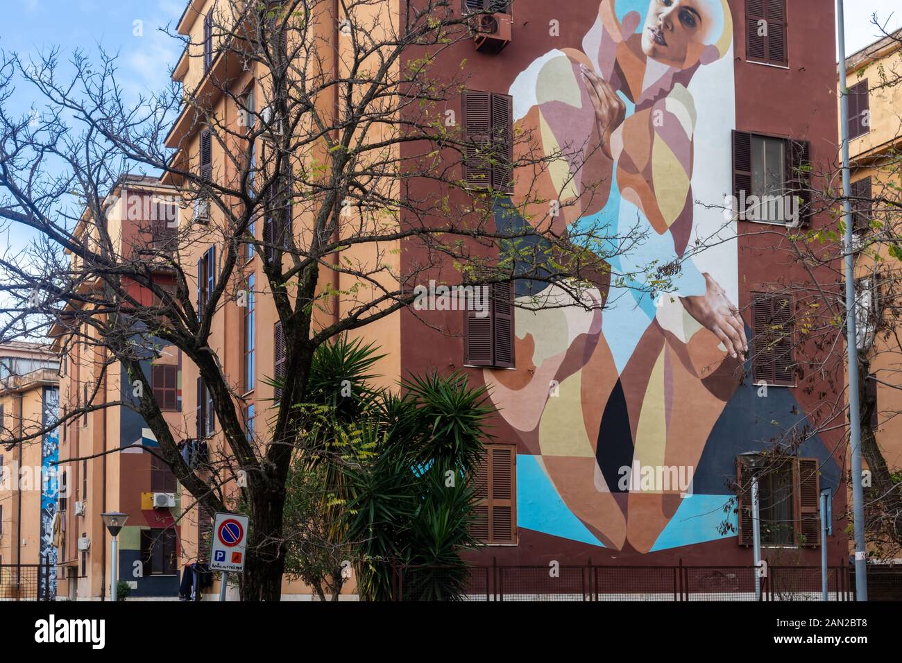 Rome, Italy - December 22, 2019: Murals in the museum district of Tor ...